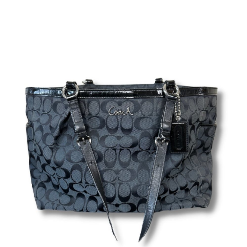 Coach Logo Filled Signature C Shoulder Tote Bag Black… - Gem